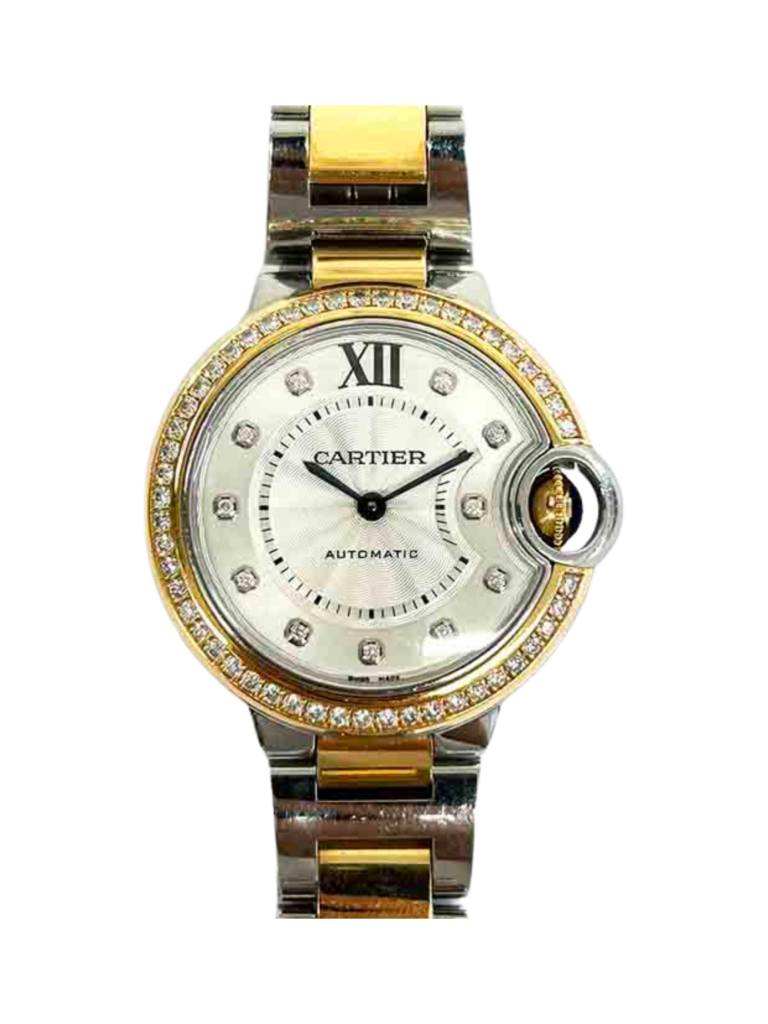 Cartier Ballon Bleu Rose Gold and Steel Diamond Bezel