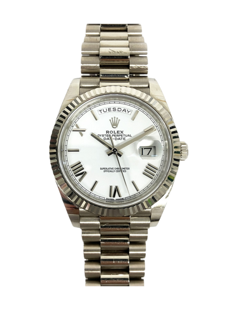 Rolex Day-Date 40 White Gold White Roman Dial 228239 - WPB Watch CO
