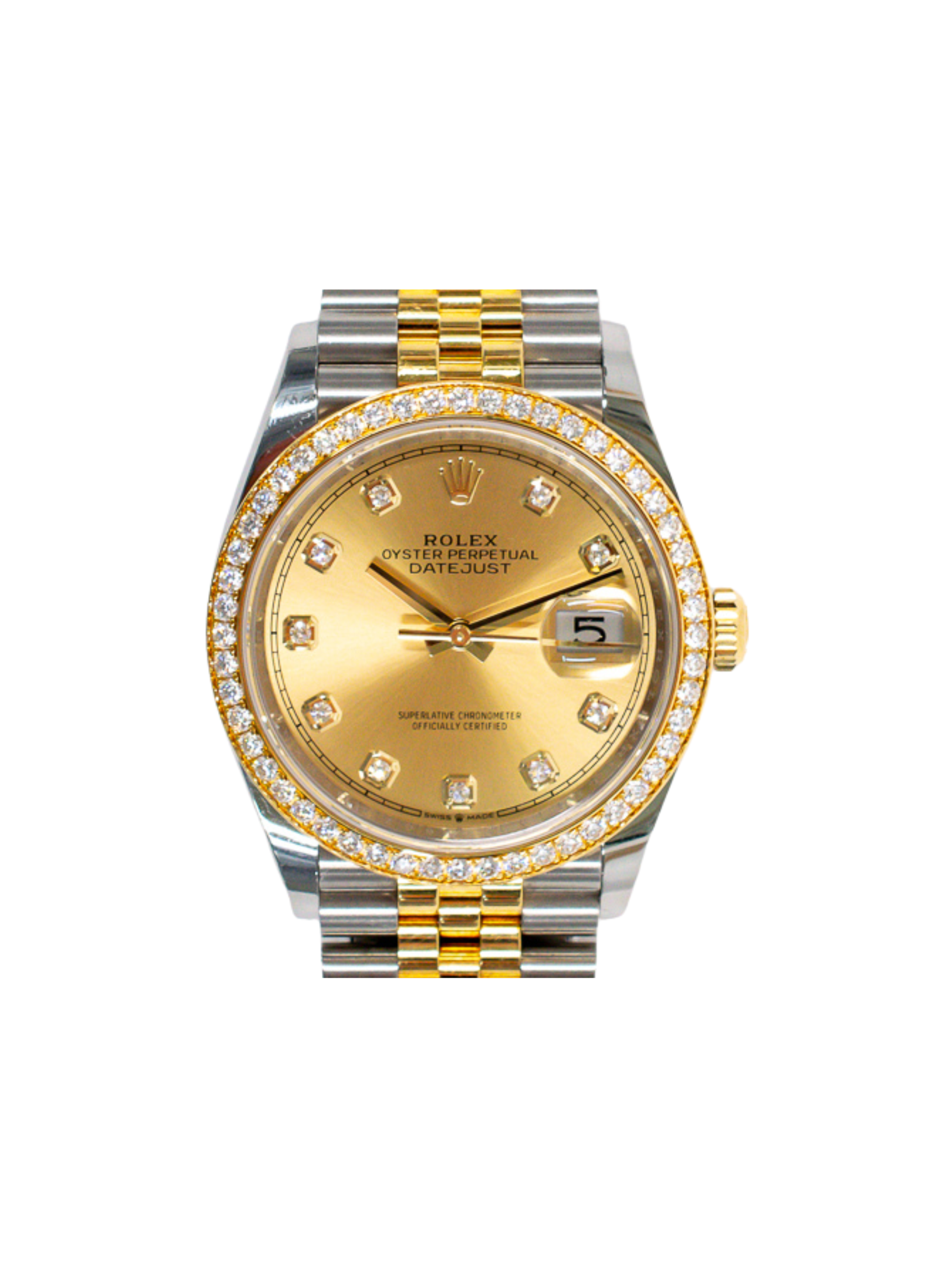 Rolex Datejust 36 Diamond Bezel Steel Yellow Gold Champagne Dial 126283RBR