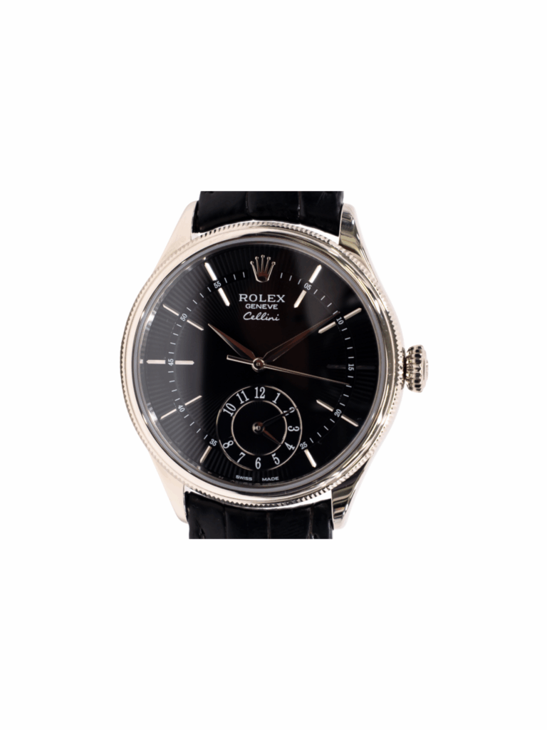 Rolex Cellini Dual Time White Gold Black Dial 50529